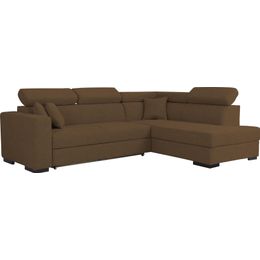Ecksofa Home Affaire, B:267cm H:95cm T:198cm, braun, Struktur fein (100% Polyester);Struktur (100% Polyester);Samtstruktur (100% Polyester),