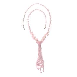 Damen Lange Kette "Ella", rosa, Basic, Collezione Alessandro, Glas, Halsketten, Kette mit Quaste