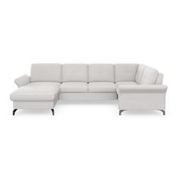 Wohnlandschaft Places of Style, B:326cm H:91cm T:188cm, silber, 98% Polyester 2% Polyamid, Sofas, "Calando U-Form", wahlweise mit Bettfunktion,