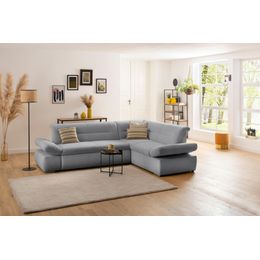 Ecksofa Inosign, B:275cm H:80cm T:211cm, grau, 95% Polyester, 5% Polyacryl, Wohnzimmer, Sofas, "Avesa L-Form", Wahlweise mit Arm- und Bettfunktion,