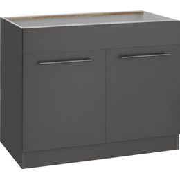 Wiho-Küchen Spülenschrank WIHO KÜCHEN, B:100cm H:82cm T:57cm, grau, Küche, Schränke, "Unna", 100 cm breit, ohne Arbeitsplatte