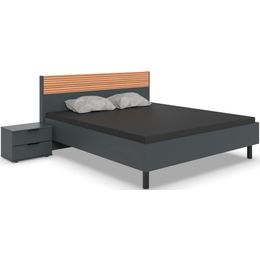 Bettanlage wimex, B:263cm H:93cm T:210cm, grau, Spanplatte, Schlafzimmerm&ouml;bel-Sets, "Rotterdam", Set INKLUSIVE 2 Nachtkommoden, angesagte