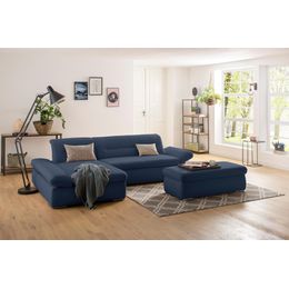 Ecksofa Inosign, B:300cm H:80cm T:172cm, blau, 100% Polyester, Wohnzimmer, Sofas, "Avesa L-Form", Wahlweise mit Armteilvertsellung und Bettfunktion,