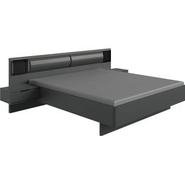 Bettanlage wimex, B:269cm H:92cm T:210cm, schwarz, Spanplatte, Schlafzimmerm&ouml;bel-Sets, "Barcelona", mit integrierter LED Beleuchtung