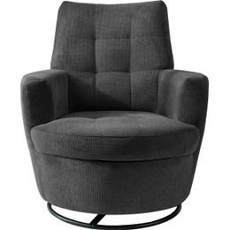 Drehsessel Alina, B:80cm H:93cm T:92cm, grau, Struktur fein XBO 100% Polyester), Sessel, "Yuri", mit Dreh und Wippfunktion, passend zu Hocker Yuri