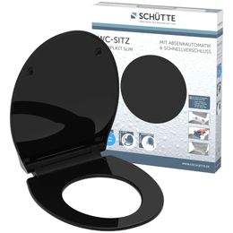 Schütte WC-Sitz SCHÜTTE, B:380cm L:456cm Ø:1cm, schwarz, Duroplast, WC-Sitze, "SLIM", Duroplast, Absenkautomatik, Schnellverschluss, besonders flache Form