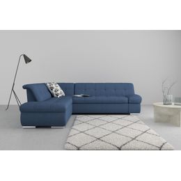 Ecksofa DOMO collection, B:271cm H:80cm T:213cm, blau, Struktur fein 100% Polyester;Chenilleoptik 100% Polyester, Wohnzimmer, Sofas, "Mona L-Form",