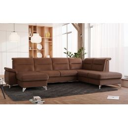 Sit & More Wohnlandschaft SIT & MORE, B:327cm H:91cm T:225cm, braun, 100% Polyester, Sofas, "Astoria U-Form", wahlweise mit motorischer Relaxfunktion
