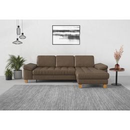 Sit & More Ecksofa SIT & MORE, B:275cm H:88cm T:172cm, braun, 100% Polyester, Wohnzimmer, Sofas, "Westham L-Form", mit Recamiere, mit oder ohne Bettfunktion,