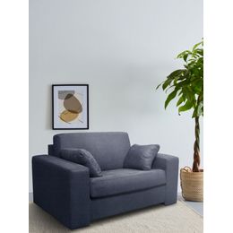 Sessel Home Affaire, B:140cm H:86cm T:95cm, blau, 100% Polyester, Wohnzimmer, Sessel, "Roma Matratzenhöhe 140cm", Dauerschlaffunktion, mit