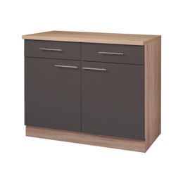 Wiho-K&uuml;chen Unterschrank WIHO K&Uuml;CHEN, B:100cm H:85cm T:60cm, grau, K&uuml;che, Schr&auml;nke, "Montana", 100 cm breit