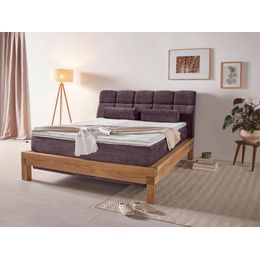 Boxspringbett Home Affaire, B:179cm L:231cm, lila, Polyester, Komplettbetten, "Villads", Liegefläche: 160/200 cm aus Balkeneiche,