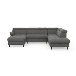 Sit & More Wohnlandschaft SIT & MORE, B:304cm T:216cm, grau, 98% Polyester, 2% Polyamid, Sofas, "Marano U-Form", inklusive Kopfteilverstellung, wahlweise mit