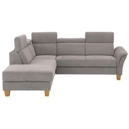 Ecksofa Home Affaire, B:247cm H:84cm T:217cm, braun, 100% Polyester, Wohnzimmer, Sofas, "Conville L-Form", Federkern, wahlweise mit Bettfunktion und