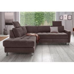 Sit & More Ecksofa SIT & MORE, B:233cm H:78cm T:196cm, braun, Struktur fein (100% Polyester);Struktur (100% Polyester), Wohnzimmer, Sofas, "Pablo L-Form",