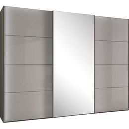 Schwebet&uuml;renschrank Wiemann, B:278,9cm H:217cm T:67cm, grau, Glas, Holzwerkstoff, Schr&auml;nke, "Kos", mit Spiegelt&uuml;r und Schattenfuge