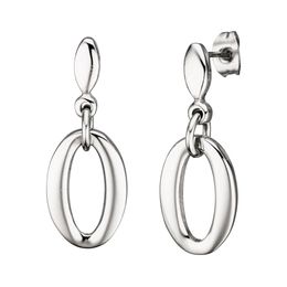 Jobo Damen Paar Ohrh&auml;nger, Edelstahl, silber, Edelstahl, Ohrringe, oval Edelstahl