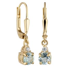 Jobo Damen Paar Ohrh&auml;nger "Ohrringe mit Blautopas und Zirkonia", Gelbgold 333, gold, Gelbgold 333, Ohrringe, 333 Gold