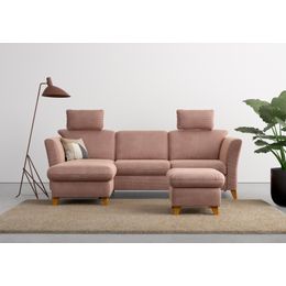 Ecksofa Home Affaire, B:249cm H:86cm T:162cm, rosa, 95% Polyester, 5% Polyamid, Wohnzimmer, Sofas, "Trelleborg L-Form", wahlweise mit Bettfunktion