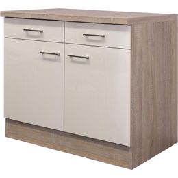 Unterschrank Flex-Well, B:100cm H:86cm T:60cm, braun, Holzwerkstoff, K&uuml;che, Schr&auml;nke, "Nepal", (B x H x T) 100 x 85/86 x 60 cm, f&uuml;r viel Stauraum