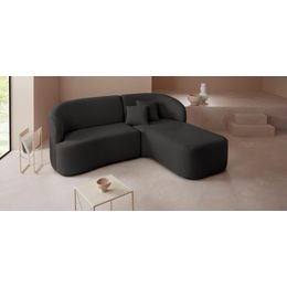 Ecksofa, B:200cm H:87cm T:165cm, schwarz, LeGer Home by Lena Gercke, Struktur fein 100% Polyester);Samtoptik (100% Polyester);Bouclé (100%