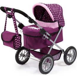 BAYER Kinder Puppenwagen "Trendy, pflaume", lila, Kunststoff, Metall, Stoff, B:39cm H:68cm T:68cm, Puppenwagen, mit Wickeltasche