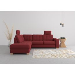 Sit & More Ecksofa SIT & MORE, B:249cm H:82cm T:213cm, rot, Wohnzimmer, Sofas, "Quincy L-Form", wahlweise mit Bettfunktion und Bettkasten