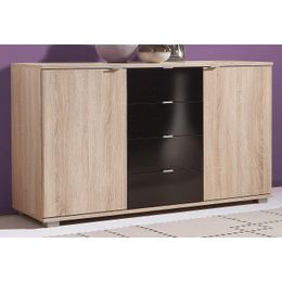 Sideboard Priess, B:123cm H:71cm T:38cm, schwarz, Wohnzimmer, Sideboards, Breite 123 cm