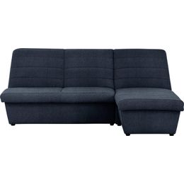 Ecksofa, B:214cm H:92cm T:168cm, blau, LOOKS by Wolfgang Joop, 100% Polyester, Wohnzimmer, Sofas, "LOOKS VIII L-Form", Quersteppung, ohne Armlehnen,