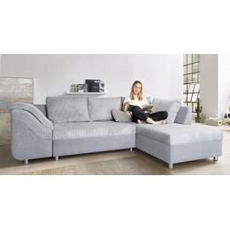 Ecksofa Collection AB, B:256cm H:87cm T:165cm, grau, Microfaser PRIMABELLE (100% Polyester) / Struktur (80% Polyester, 20% Acryl);Struktur (80%