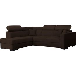 Ecksofa Home Affaire, B:267cm H:95cm T:198cm, braun, Struktur fein (100% Polyester);Struktur (100% Polyester);Samtstruktur (100% Polyester),