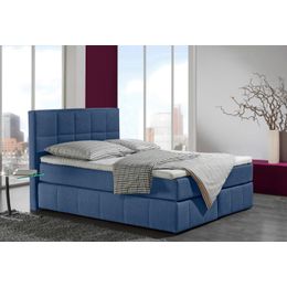 Boxspringbett Inosign, B:152cm L:215cm, blau, Strukturstoff-Bezug (100% Polyester), Komplettbetten, "Casano", mit feiner Steppung, in 3