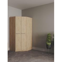 Eckkleiderschrank Priess, B:95cm H:193cm T:95cm, braun, Holzwerkstoff, Schr&auml;nke, "Barcelona Kleiderschrank Eckl&ouml;sung Raumwunder", in 2 Tiefen Schrank