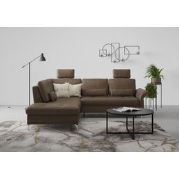 Ecksofa Inosign, B:263cm H:89cm T:224cm, braun, 100%Polyester, Wohnzimmer, Sofas, "Palm Beach L-Form", Federkern, mit Sitztiefenverstellung,