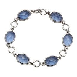 JAMELLI Damen Armband "925 Silber rhodiniert Quarz blau (beh.)", 20,5cm, Silber 925 (Sterlingsilber), silber, Silber 925 (Sterlingsilber), Armb&auml;nder