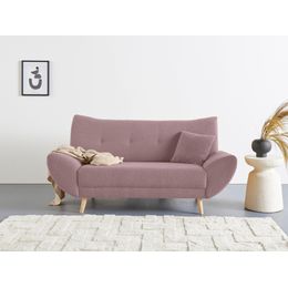 2-Sitzer Home Affaire, B:174cm H:80cm T:82cm, rosa, 100% Polyester, Sofas, "Basta"