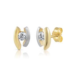 Vivance Damen Paar Ohrstecker "333 Gold zweifarbig Zirkonia wei&szlig;", one-size, Gold, bunt, Gold, Ohrringe