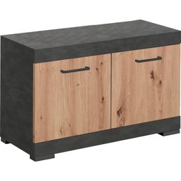Garderobenschrank FMD, B:80cm H:50cm T:34,9cm, braun, Spanplatte, Flur, Schränke