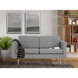 2-Sitzer Home Affaire, B:144cm H:84cm T:81cm, grau, NaturLeder in Sitz und Rücken, Korpus in passendem Kunstleder., Sofas, "Brest", mit Knopfheftung