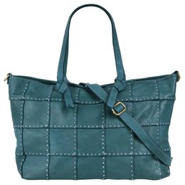 Samantha Look Damen Shopper, blau, Leder, leicht glänzend, unifarben, Taschen, echt Leder, Made in Italy