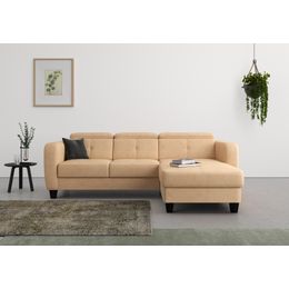 Sit & More Ecksofa SIT & MORE, B:247cm H:85cm T:170cm, braun, Wohnzimmer, Sofas, "Belluci L-Form", inklusive Federkern, wahlweise mit Bettfunktion und Bettkasten