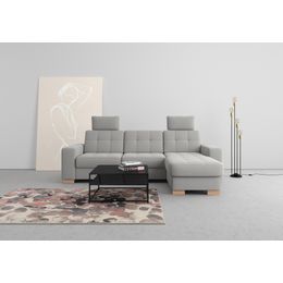 Sit & More Ecksofa SIT & MORE, B:252cm H:82cm T:161cm, silber, Wohnzimmer, Sofas, "Quincy L-Form", wahlweise mit Bettfunktion und Bettkasten