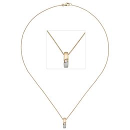 Jobo Damen Kette mit Anhänger, Diamanten Gelbgold 585, L: 43, gelb, Diamanten, Gelbgold 585, Halsketten, 585 Gold bicolor mit 1 Diamant 43 cm