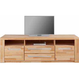 Lowboard Home Affaire, B:180cm H:57,5cm T:40cm, beige, Holz teilmassiv, Wohnzimmer, Sideboards, "Kolding", Breite 180 cm mit 2 Schubkästen