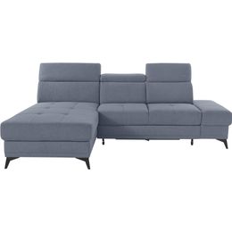 Ecksofa Inosign, B:246cm H:83cm T:173cm, blau, Webstoff (100% Polyester);Luxus-Microfaser Paris (90% Polyester/10% Polyamid);Struktur fein (100%