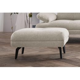 Hocker Andas, B:80cm H:42cm T:55cm, beige, Struktur grob (100% Polyester);Struktur weich (100% Polyester);100% NaturLEDER, Wohnzimmer, Hocker,