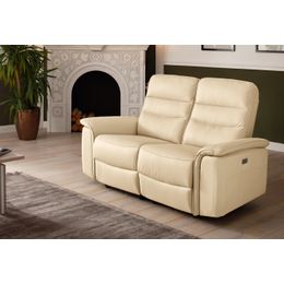 2-Sitzer Home Affaire, B:166cm H:98cm T:90cm, beige, Webstoff (96% Polyester, 4% Nylon), Sofas, "Maldini", elektrischer Relaxfunktion und