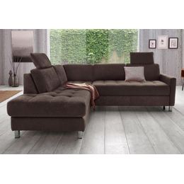 Sit & More Ecksofa SIT & MORE, B:233cm H:78cm T:196cm, braun, Struktur fein (100% Polyester);Struktur (100% Polyester), Wohnzimmer, Sofas, "Pablo L-Form",