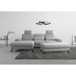 Sit & More Ecksofa SIT & MORE, B:283cm H:88cm T:175cm, grau, Wohnzimmer, Sofas, "Cinturo L-Form", inklusive Sitztiefenverstellung und Federkern, Sitzhöhe 45 cm