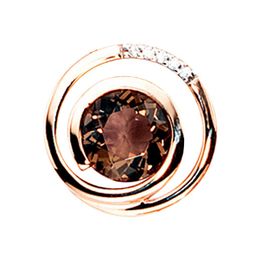 Jobo Damen Kettenanhänger "Anhänger mit Rauchquarz und 5 Diamanten", P1 = bei 10-facher Vergrößerung erkennbare Einschlüsse, Diamanten Roségold 585,